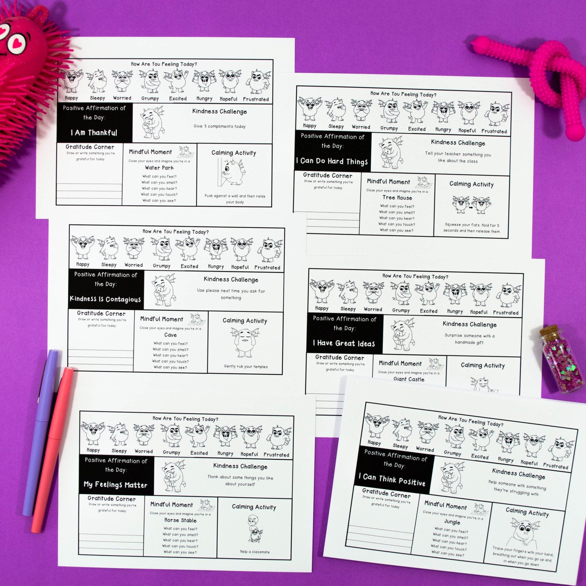 Daily Feelings & Emotions Check In Chart - Mindfulness Printable ...